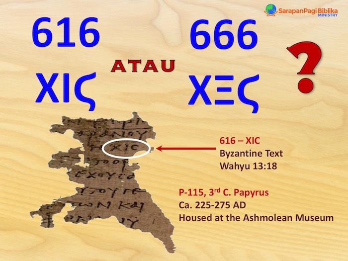 Bilangan Binatang itu: 666 ataukah 616 ? - SarapanPagi Biblika Ministry